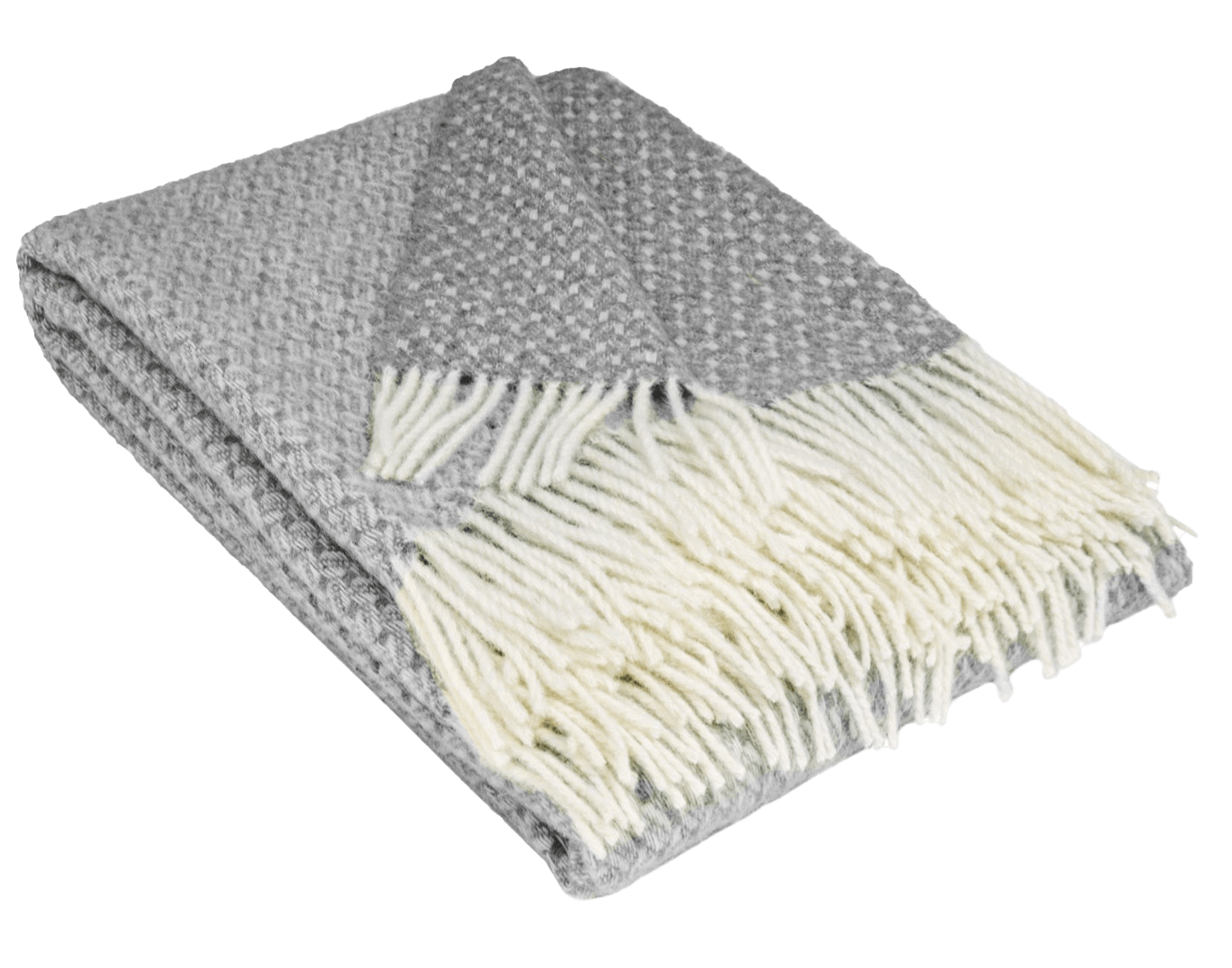 Uldplaid i 100% uld - Grå m. Tern (140x200 cm)